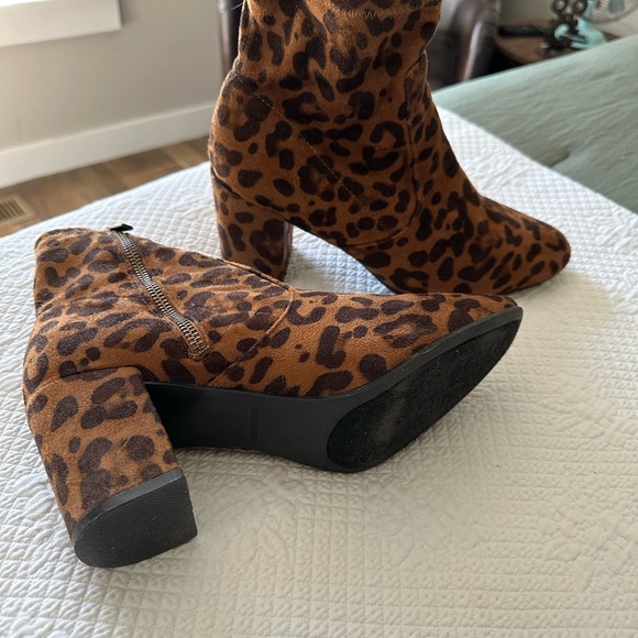 Shoes | Leopard Print Side Zip Boot With Block Heel | Poshmark